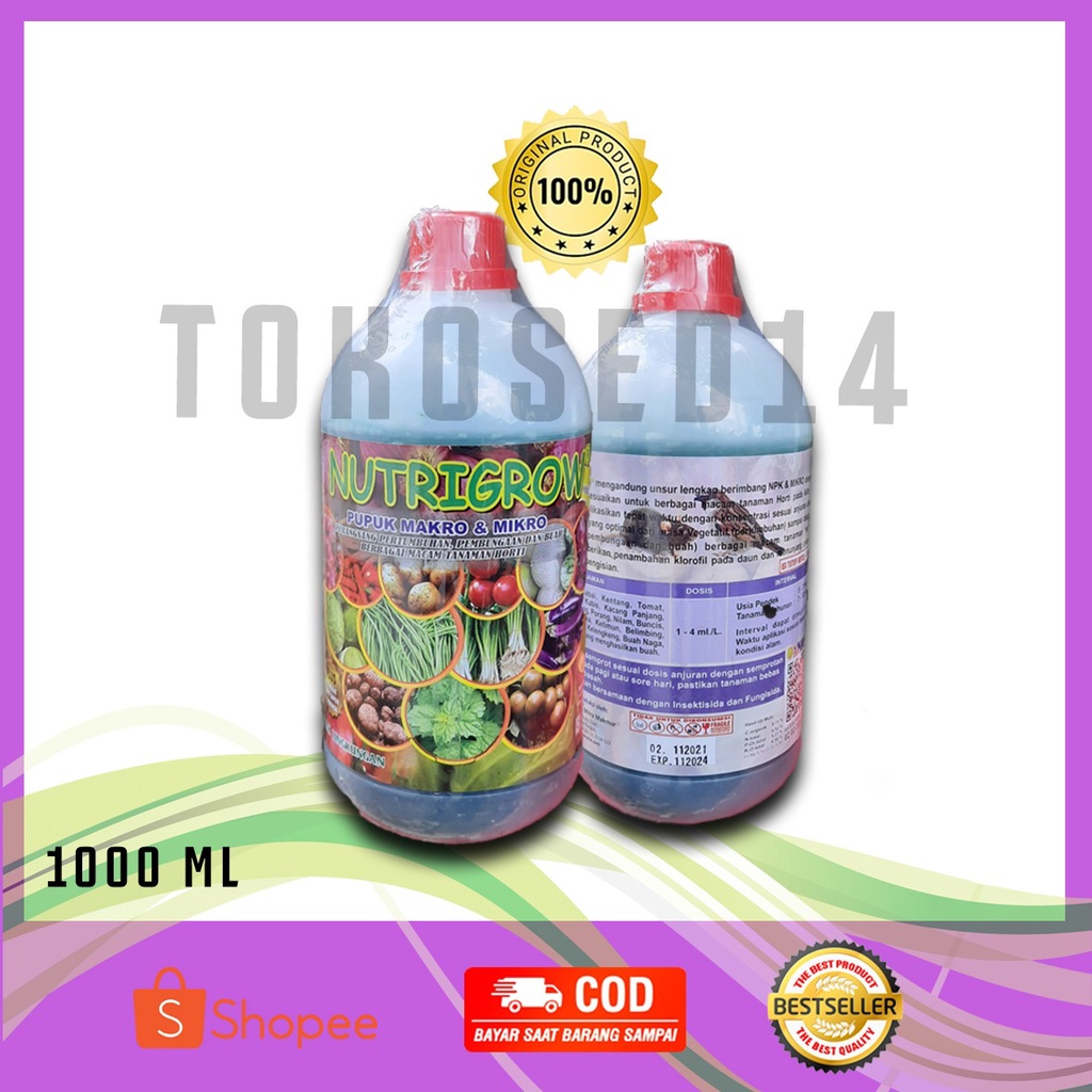 Jual PUPUK NUTRIGROW 1 LITER PUPUK MAKRO DAN MIKRO PLUS ASAM HUMAT ...