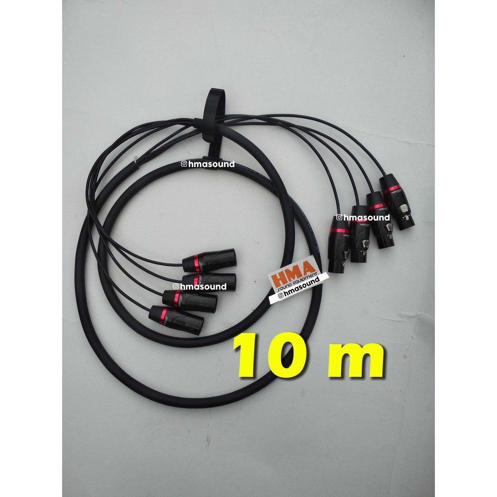 Jual Kabel Input Snake 4 Channel 10m + Konektor Cannon Male Female Full ...