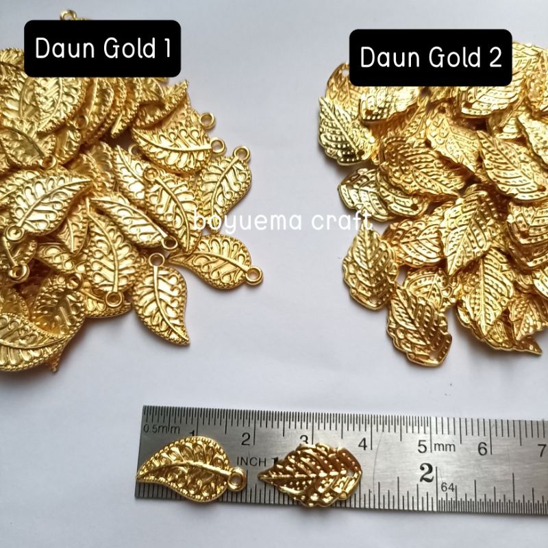 Jual charm ringan Daun manik daun ringan Mote Daun Mote Daun metalik ...