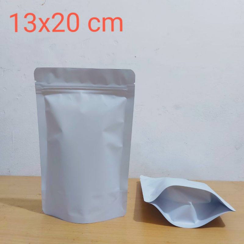 Jual Kemasan standing pouch putih doff ukuran 13x20 cm isi 50 pcs (CH ...
