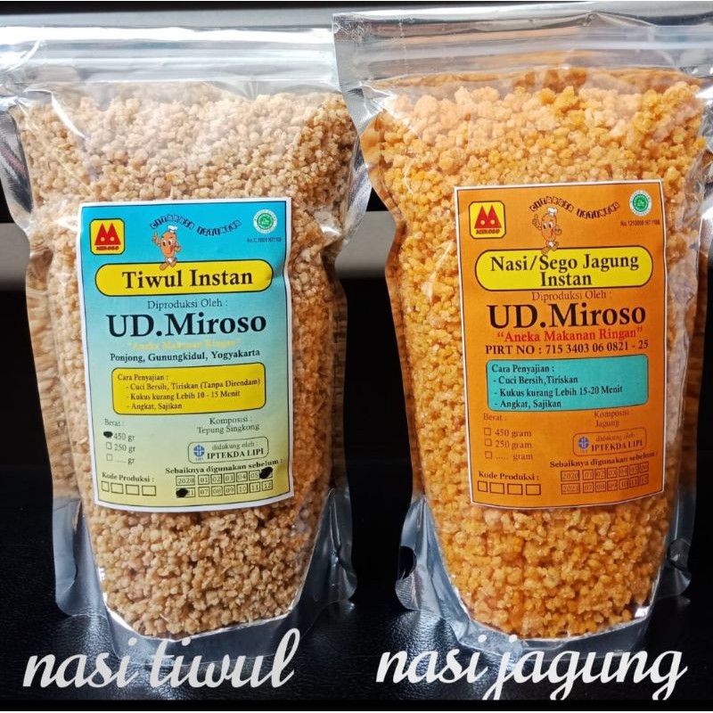 Jual paket isi 2 bungkus : 450gr tiwul & 450gr nasi jagung instan UD ...