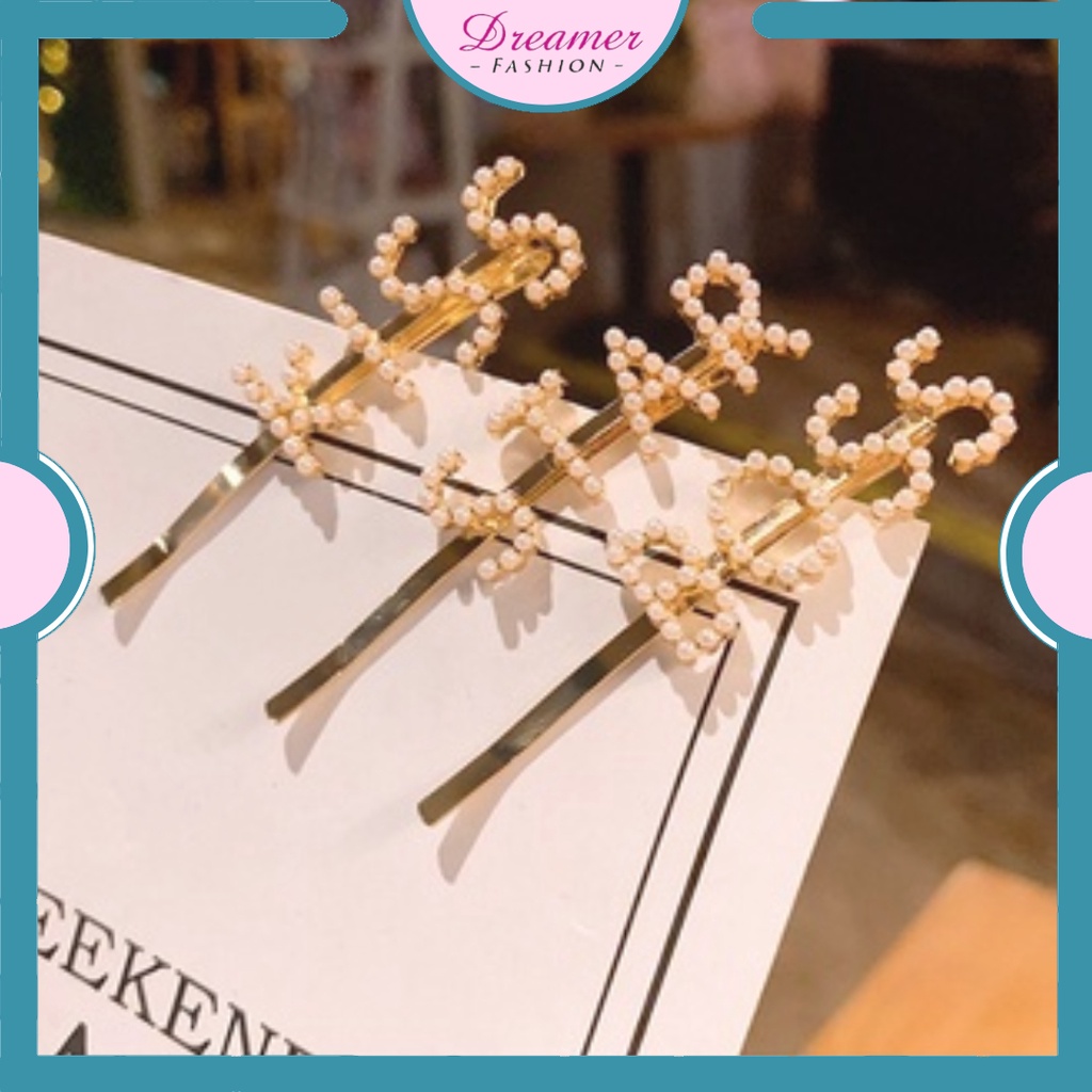 Jual DF Jepit Rambut Mutiara Poni Samping Hairpin Metal Model Tulisan ...