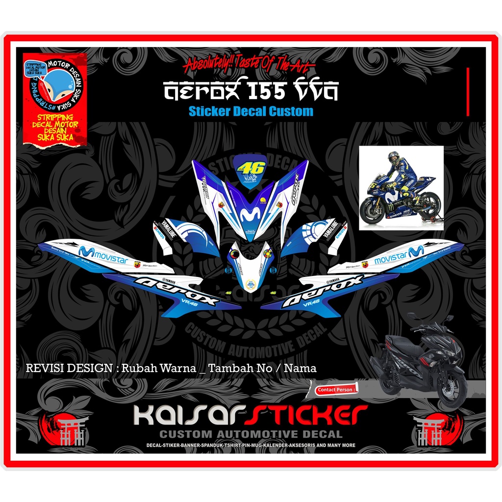 Jual Decal Stiker Motor Full Body Aerox 155 Blue VR46 | Shopee Indonesia