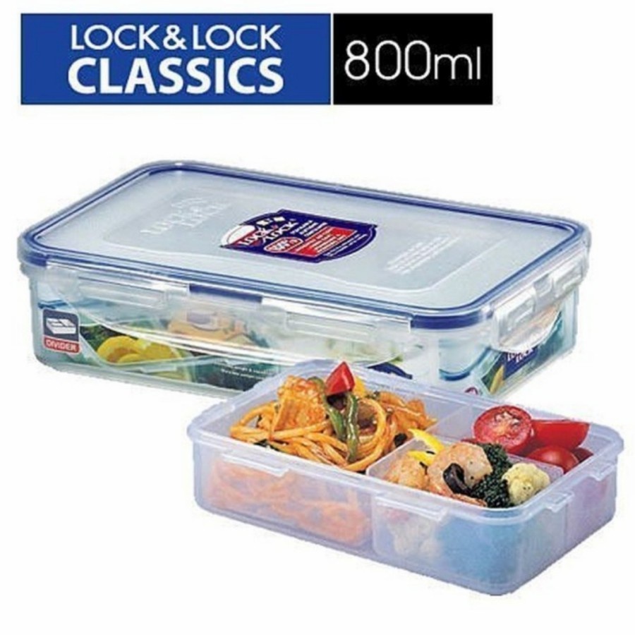 Jual LOCK&LOCK HPL816C W-Divider Rectangular Short Food Container 800ml ...