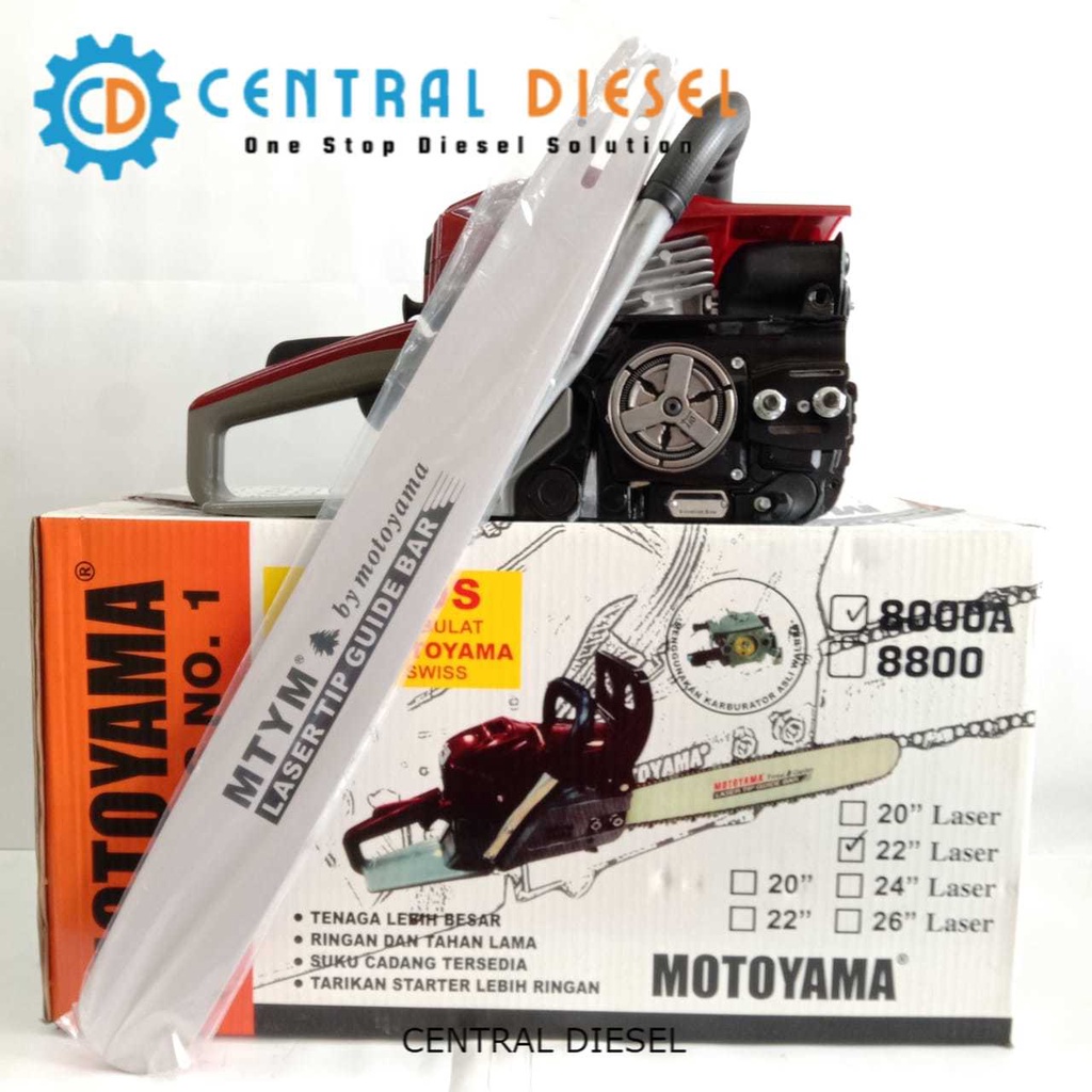 Jual Chainsaw Motoyama 8000A 22" bar baja | Shopee Indonesia