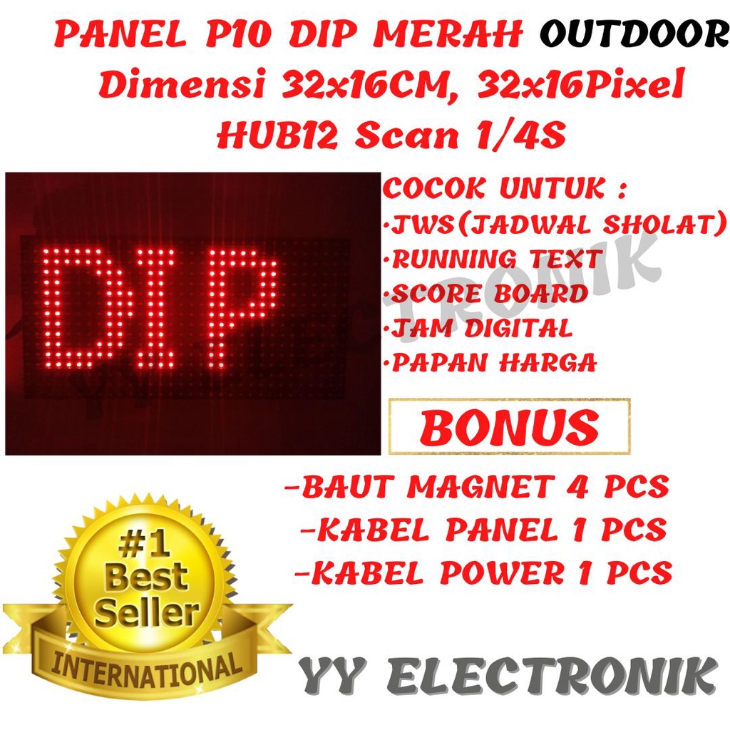 Jual Panel Module Modul LED P10 Running Text DIP Merah Red Outdoor ...