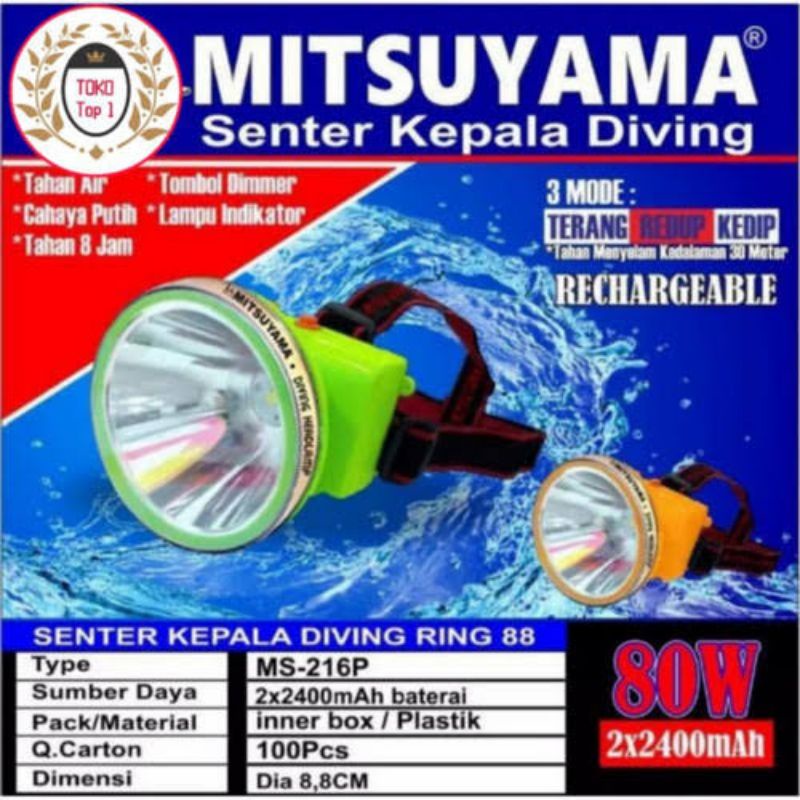 Jual Senter Kepa Cas Mitsuyama 80watt MS-216 / Super Terang, Jarak Jauh ...