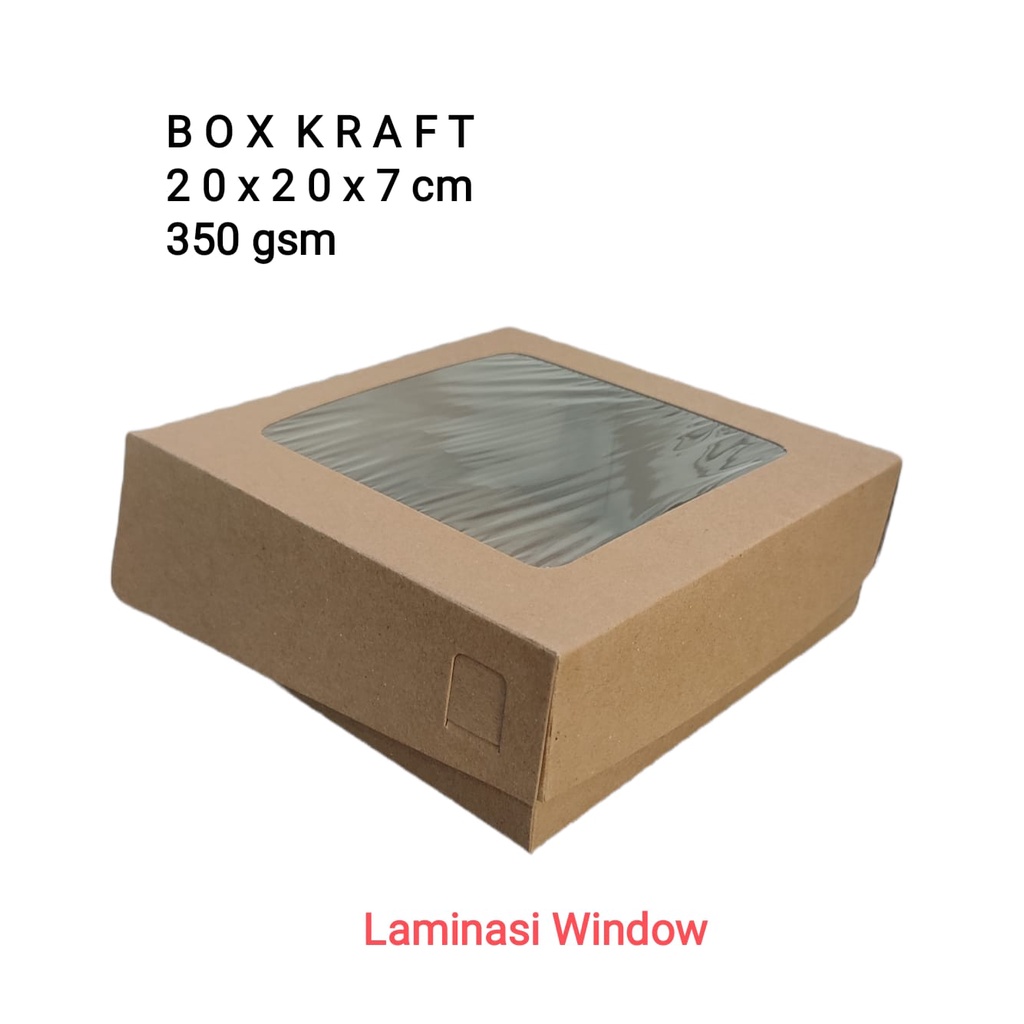 Jual box craft alas 20x20 / 22x22 WINDOW dus kertas coklat LAMINASI box ...