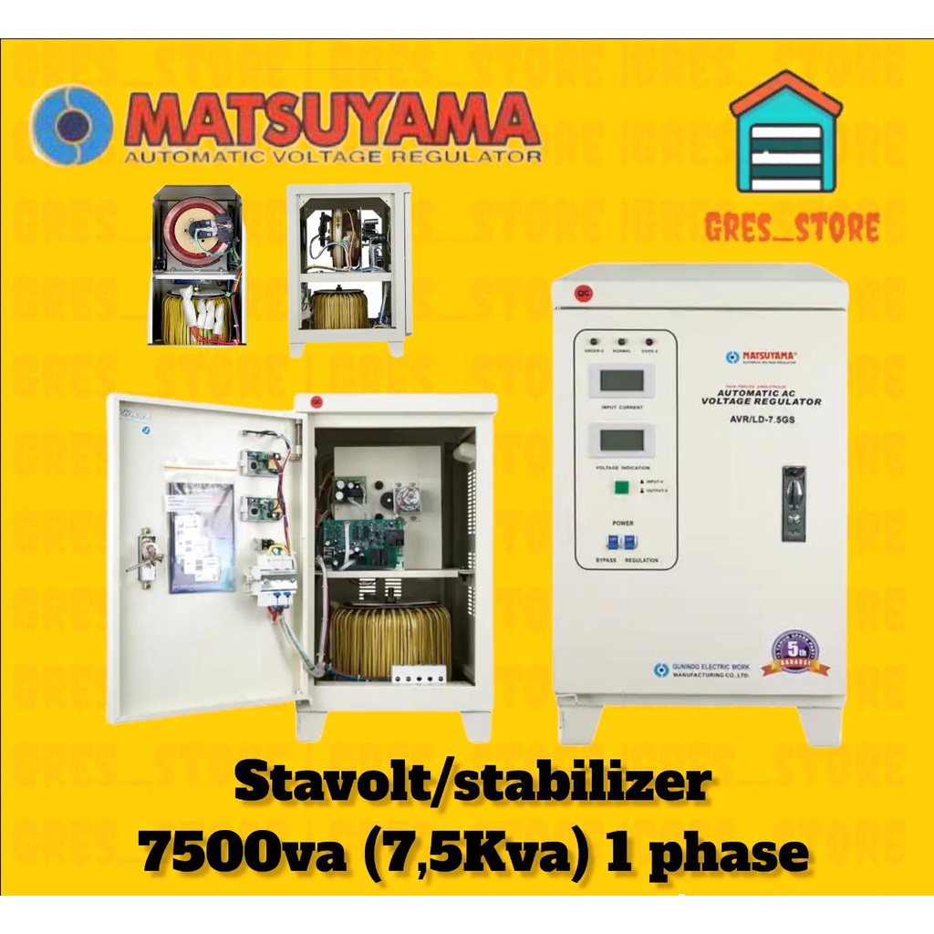 Jual MATSUYAMA Stabilizer 7,5 KVA-LD 140V 1P 7500 VA AVR STAVOL stavolt ...