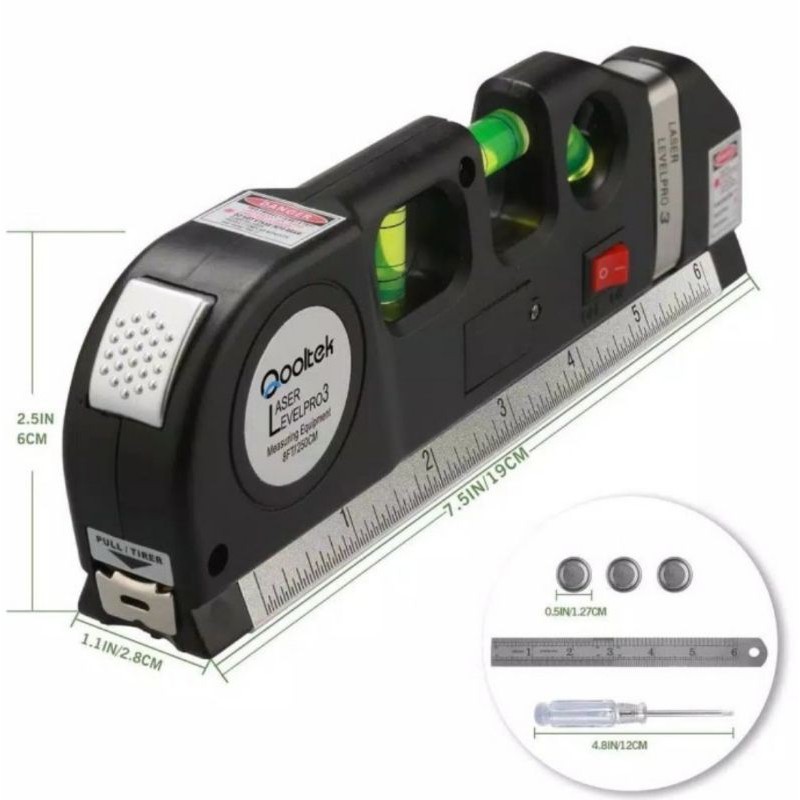 Jual Multipurpose Level Laser Horizon Vertical Measure Tape 8FT Aligner Bubble | Shopee Indonesia
