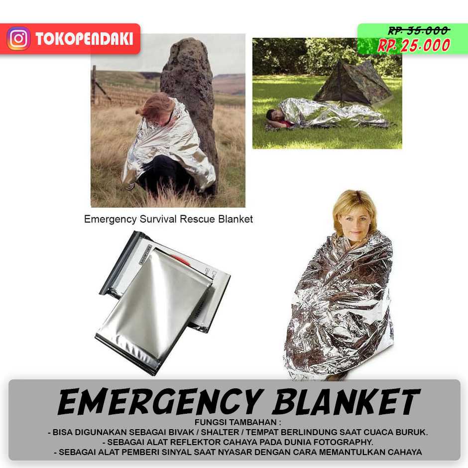 Jual Selimut Foil Anti Dingin Emergency Blanket Multifungsi Survival ...