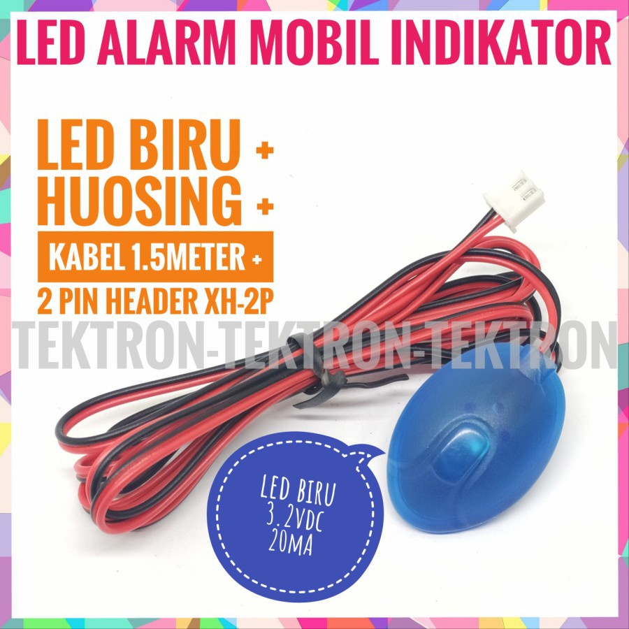 Jual LED Alarm Mobil Indikator warna Biru Panjang 1.5m Header 2pin XH ...