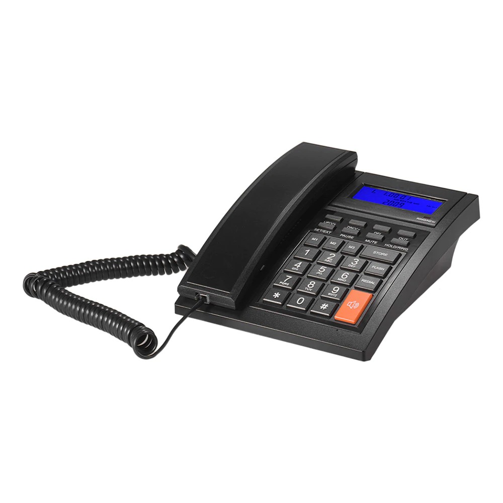 Jual Corded Phone Desktop Fixed Landline Telephone with Adjustable LCD Display Mute/ Pause ...
