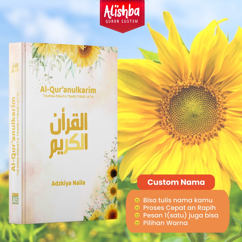 Jual Custom Mushaf Cover A5 Berkualitas Khusus cute desain tema bunga ...
