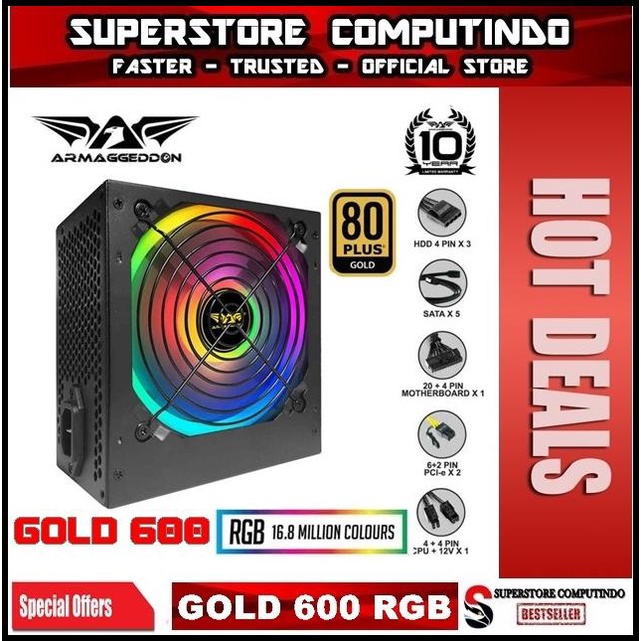 Jual Power Supply Psu Armaggeddon Voltron Gold 600 Rgb 600 Watt ...