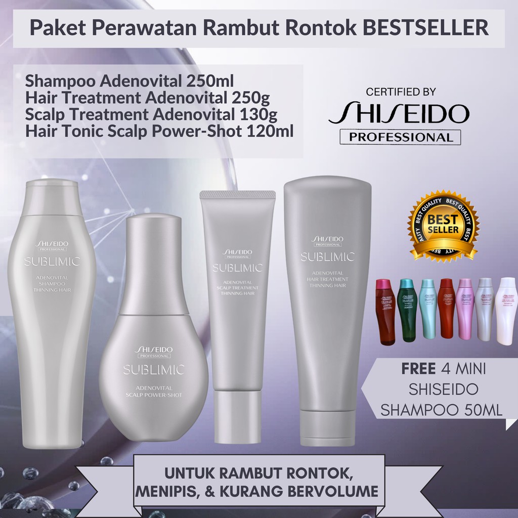 Jual Paket Perawatan Rambut Rontok Shiseido Sublimic Adenovital Shampoo Conditioner Scalp Scrub ...