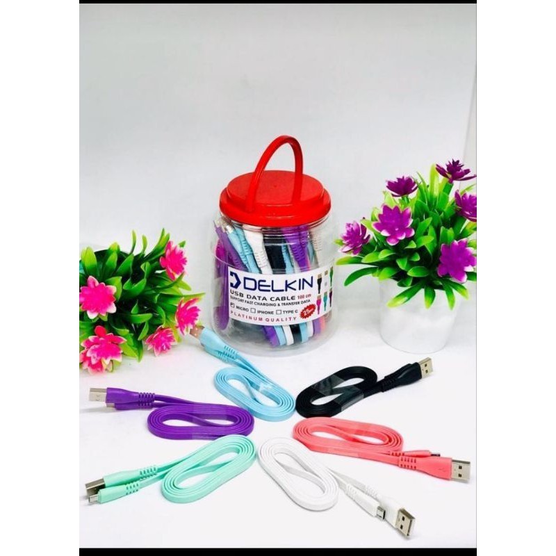 Jual KABEL DATA DELKIN MICRO USB/TYPE C USB/IP USB 1 METER 2.4A FAST ...