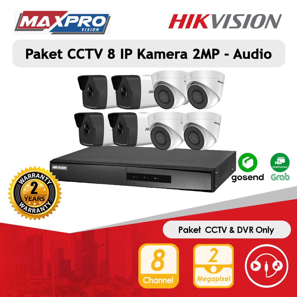 Jual PAKET CCTV 8 IP CAMERA 2MP AUDIO HIKVISION - CCTV DVR ONLY | Shopee Indonesia