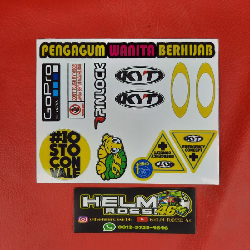 Jual STICKER FULL SET KYT - Go pro pinlock turtle kyt - Sticker Tear ...