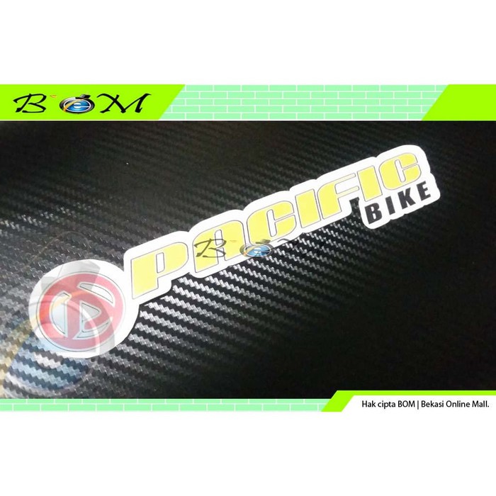 Jual sticker stiker speda sepeda bike cycle logo tulisan pacific kuning ...