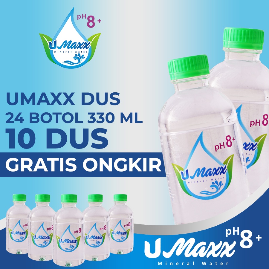 Jual Umaxx Mineral Water pH8+ Botol 330 ML 24Botol/Dos (10 Dus ...