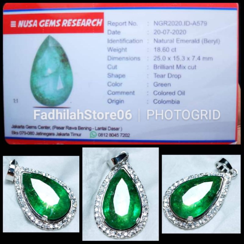 Jual NATURAL GREEN EMERALD BERYL ZAMBRUD COLOMBIA SET LIONTIN PERAK HM ...