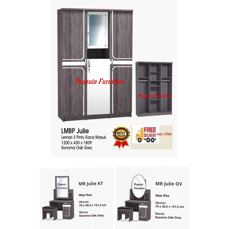 Jual PAKET KAMAR SET MEJA RIAS + LEMARI PAKAIAN 3 PINTU (MR JULIE KT/OV ...