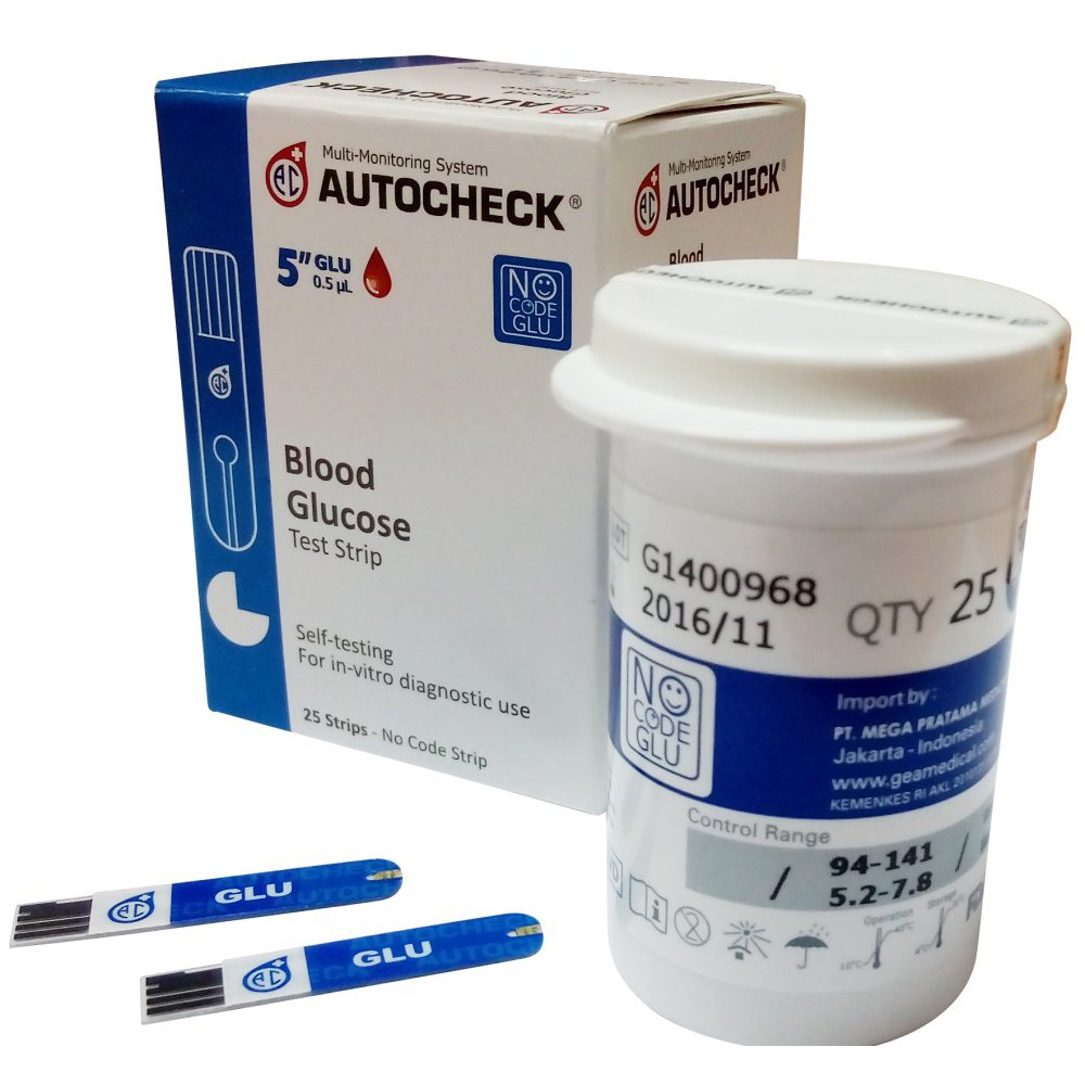 Jual AUTOCHECK Strip Gula Darah - Glucose - Isi 25 Strips - Stick ...