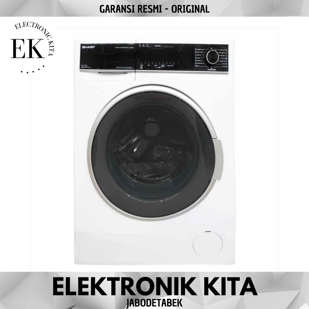 Jual MESIN CUCI SHARP FRONT LOADING 8 KG PUTIH ANTI BAKTERI INVERTER ES ...