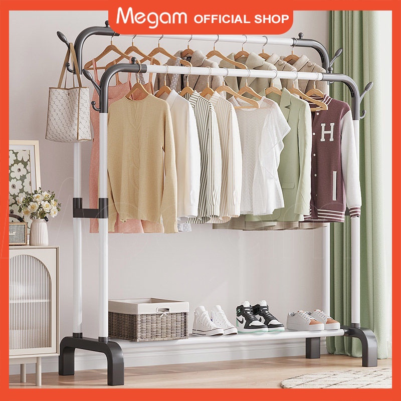 Jual Megam Rak Gantungan Baju Jemuran Stand Hanger Double Rak Baju/Topi ...