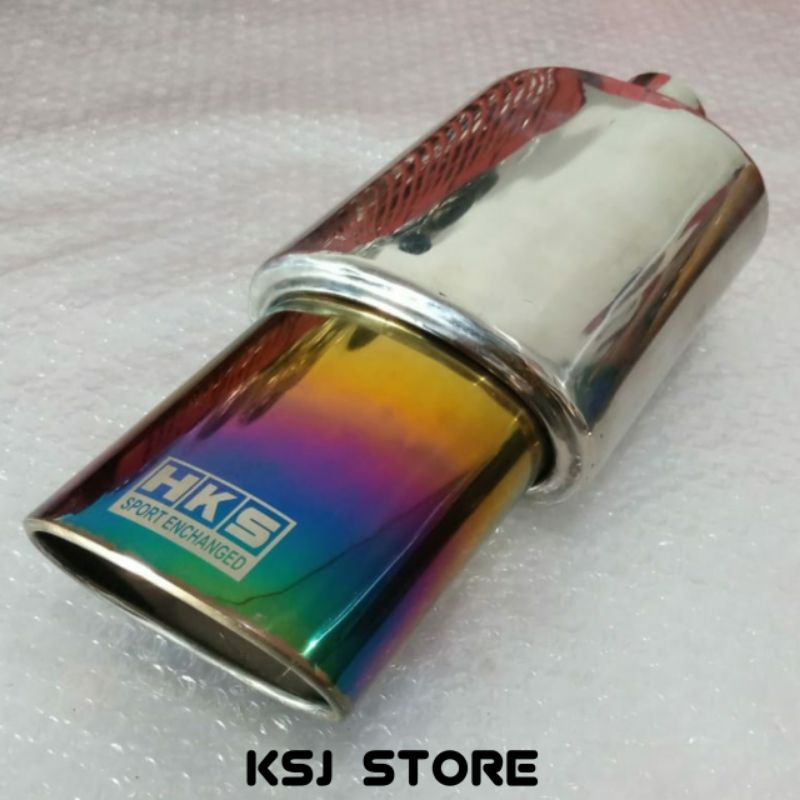 Jual knalpot mobil racing hks gepeng warna pelangi, biru bluemon mobil ...