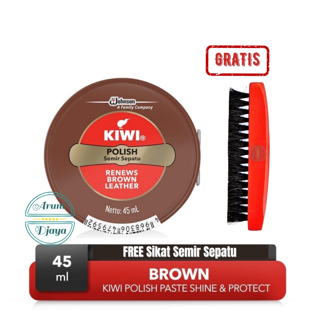 Jual Kiwi Semir Sepatu Coklat - Kiwi Paste SP Shoe Polish Brown 45mL FREE Sikat Semir | Shopee ...
