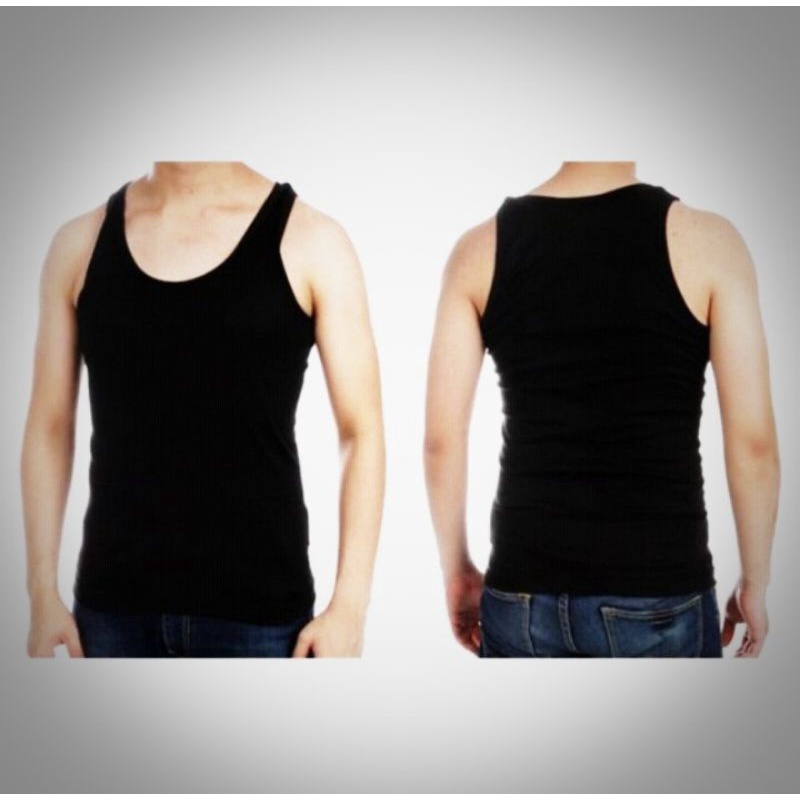 Jual 1/2 Lusin singlet warna hitam / 6pcs kaos dalam warna hitam murah ...