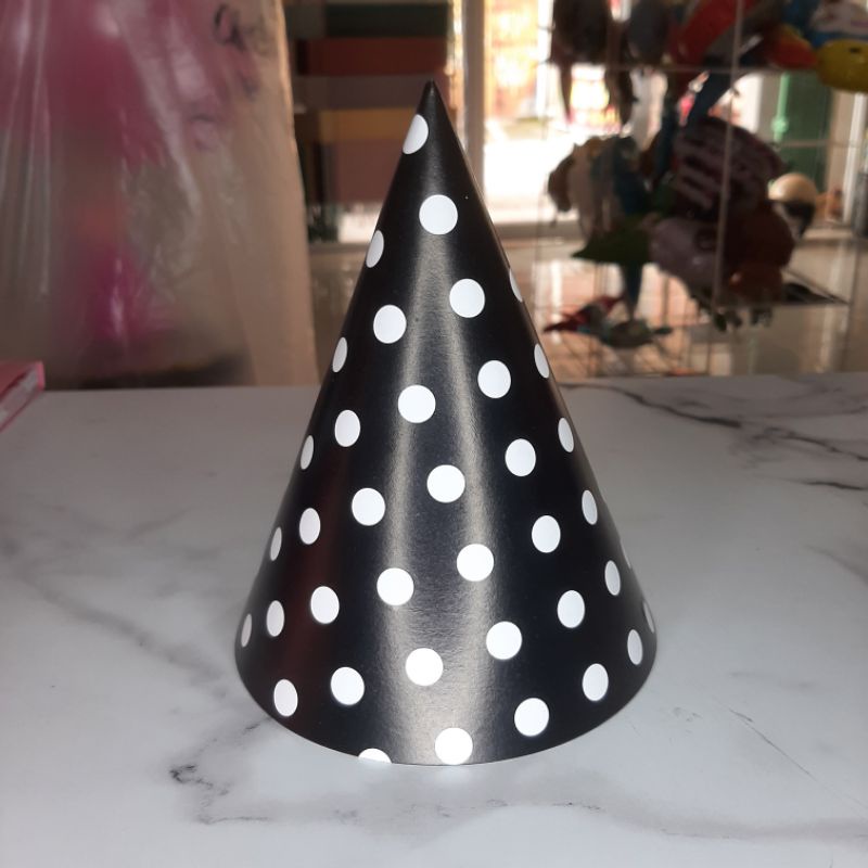 Jual Topi ulang tahun Kerucut topi ultah Kecil dan besar polkadot garis ...