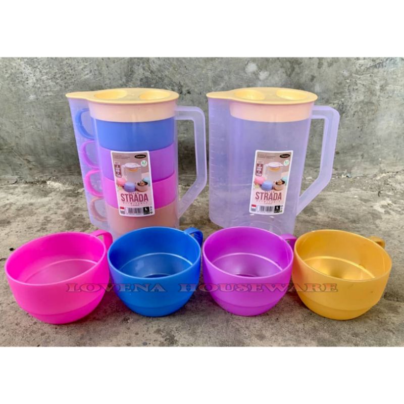 Jual Teko Gelas Set / Eskan Strada 1 Set Plus Cangkir / Water Jug Set 5 ...