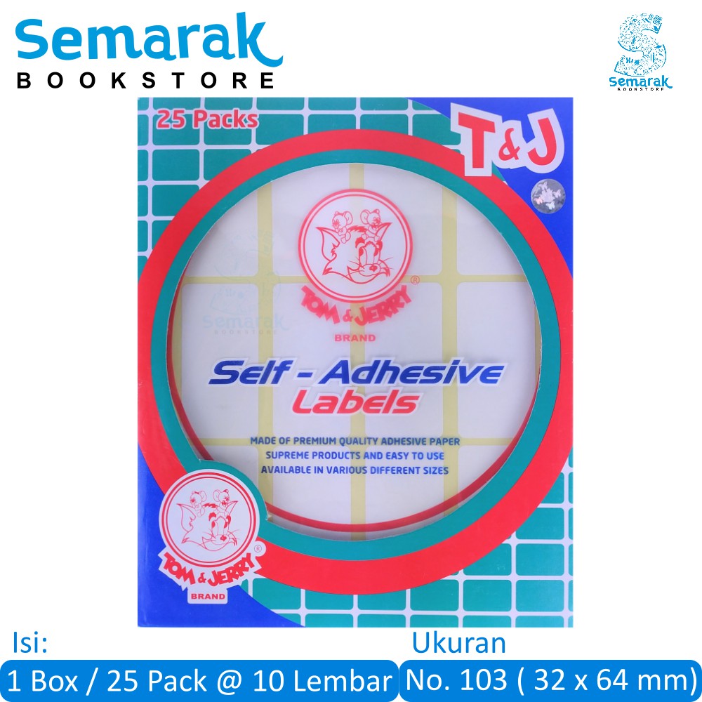 Jual Tom & Jerry Sticker Self-Adhesive Labels Stiker Label No. 103 (32 x 64 mm) [1 Box / 25 Pack ...