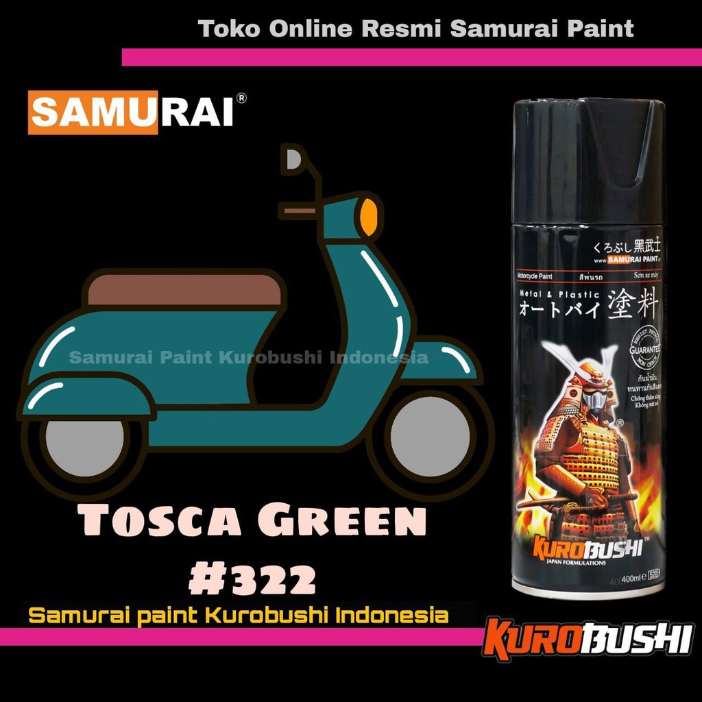 Jual Samurai Paint Tosca green 322 warna standar hijau toska cat ...