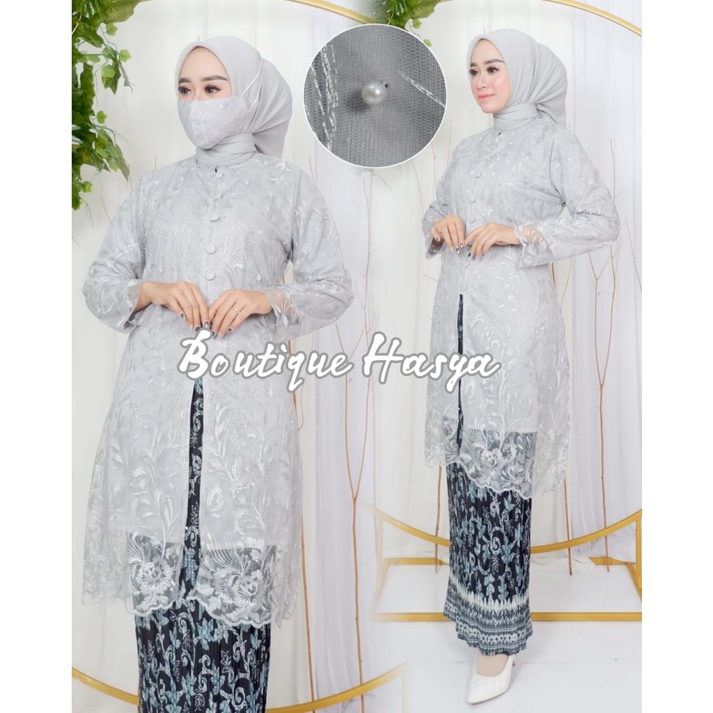 Jual One Set Kebaya Tunik Kancing Depan Tunik Brokat kebaya Modern ...