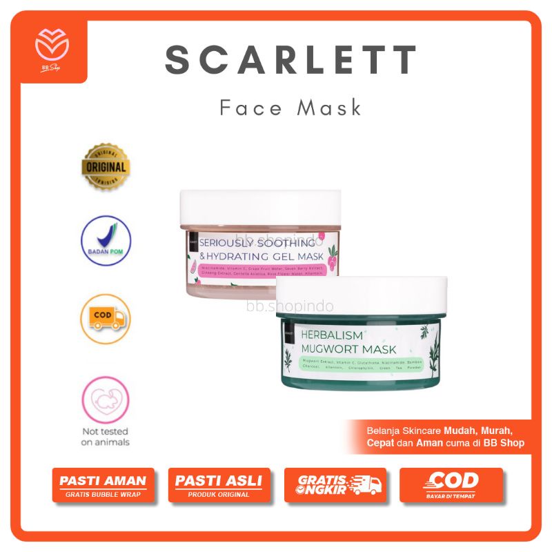 Jual [PROMO] SCARLETT Face Mask Masker wajah hydrating gel & mugwort ...