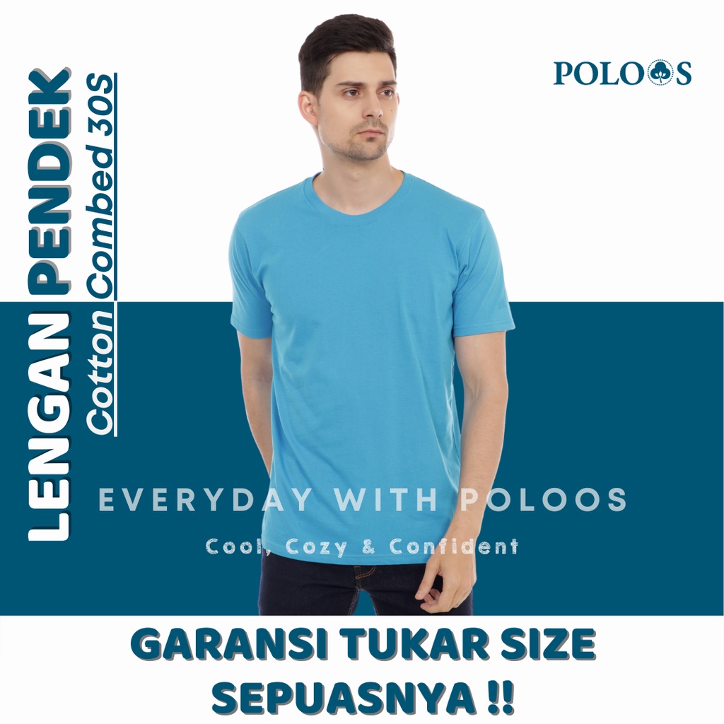 Jual Baju Kaos Polos Pria Lengan Pendek Biru Turkish Muda | Shopee ...
