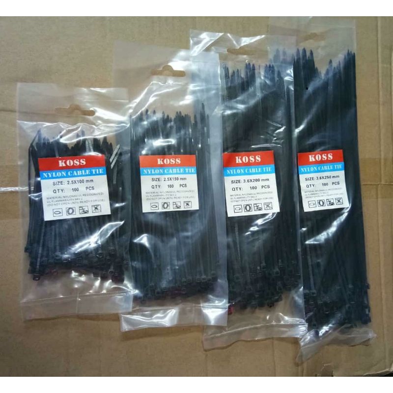 Jual kabel ties hitam 100 pcs nylon cable 2.5x100 cm 2.5x150cm 3 ...