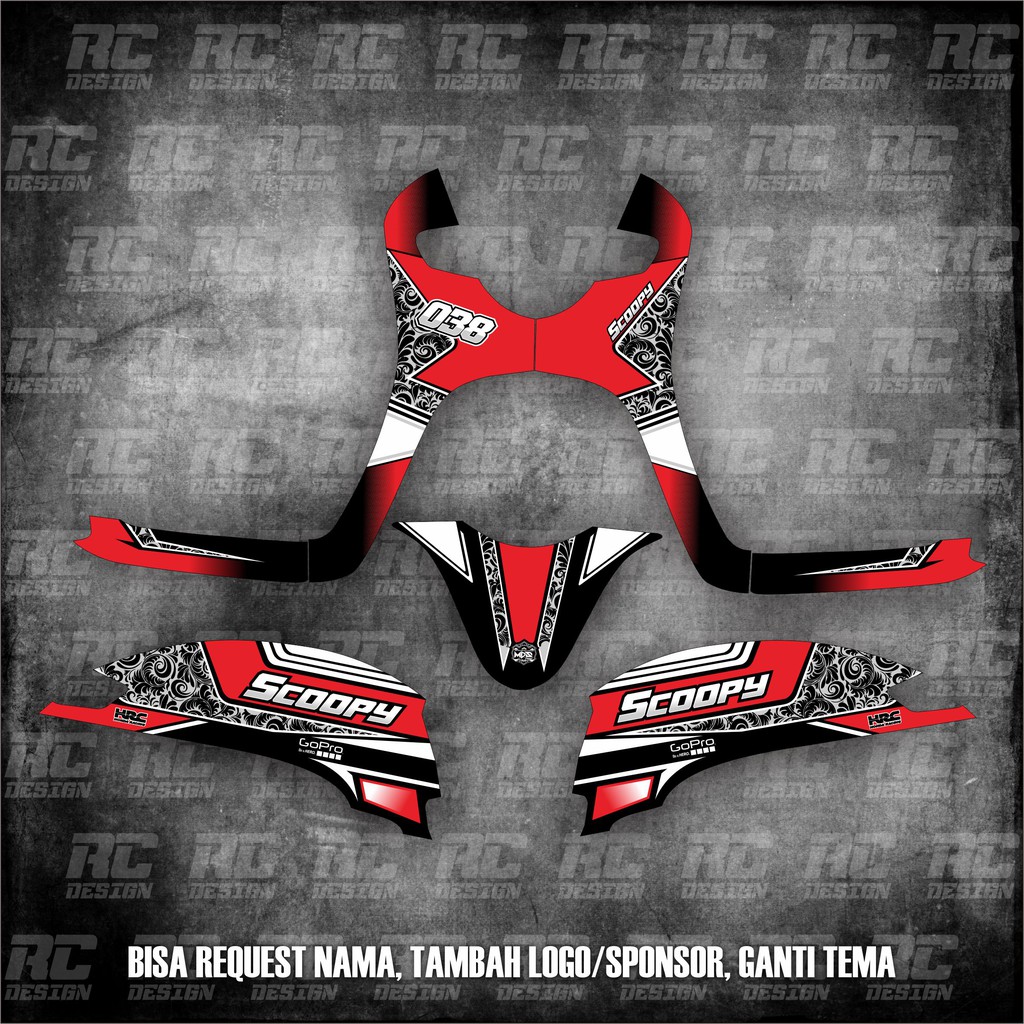Jual STICKER DECAL SCOOPY 2017 - 2019 FULLBODY BATIK HITAM MERAH ...
