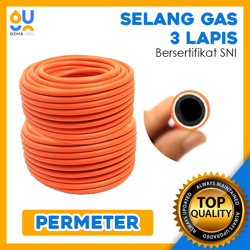 Jual GEMA Selang Gas 3 Lapis Meteran High Pressure Selang Gas LPG SNI ...