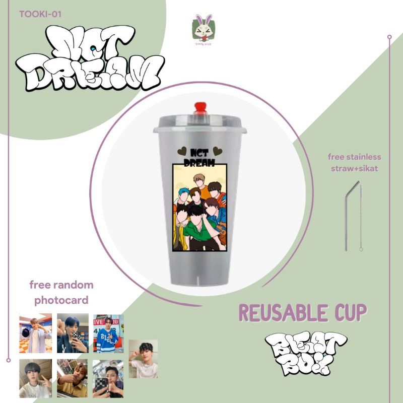 Jual TOOKI FANKIT REUSEABLE CUP 01 || NCT Dream Reuseable cup Fanmade ...