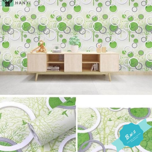Jual Wallpaper Sticker Dinding Elegan Motif Lingkar Hijau 3D //10m x ...
