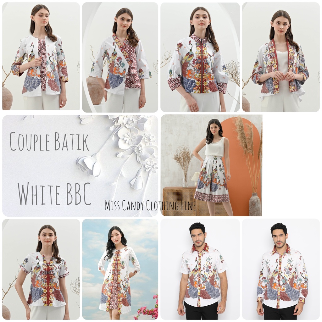 Jual Seragam Couple Batik Modern Putih Atasan Kemeja Outer Dress Katun ...