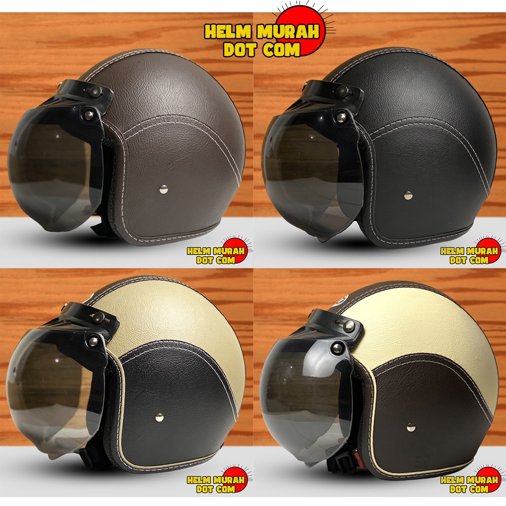Jual Helm Bogo Kulit Full Leher Retro Dewasa SNI Untuk Pria Dan Wanita ...