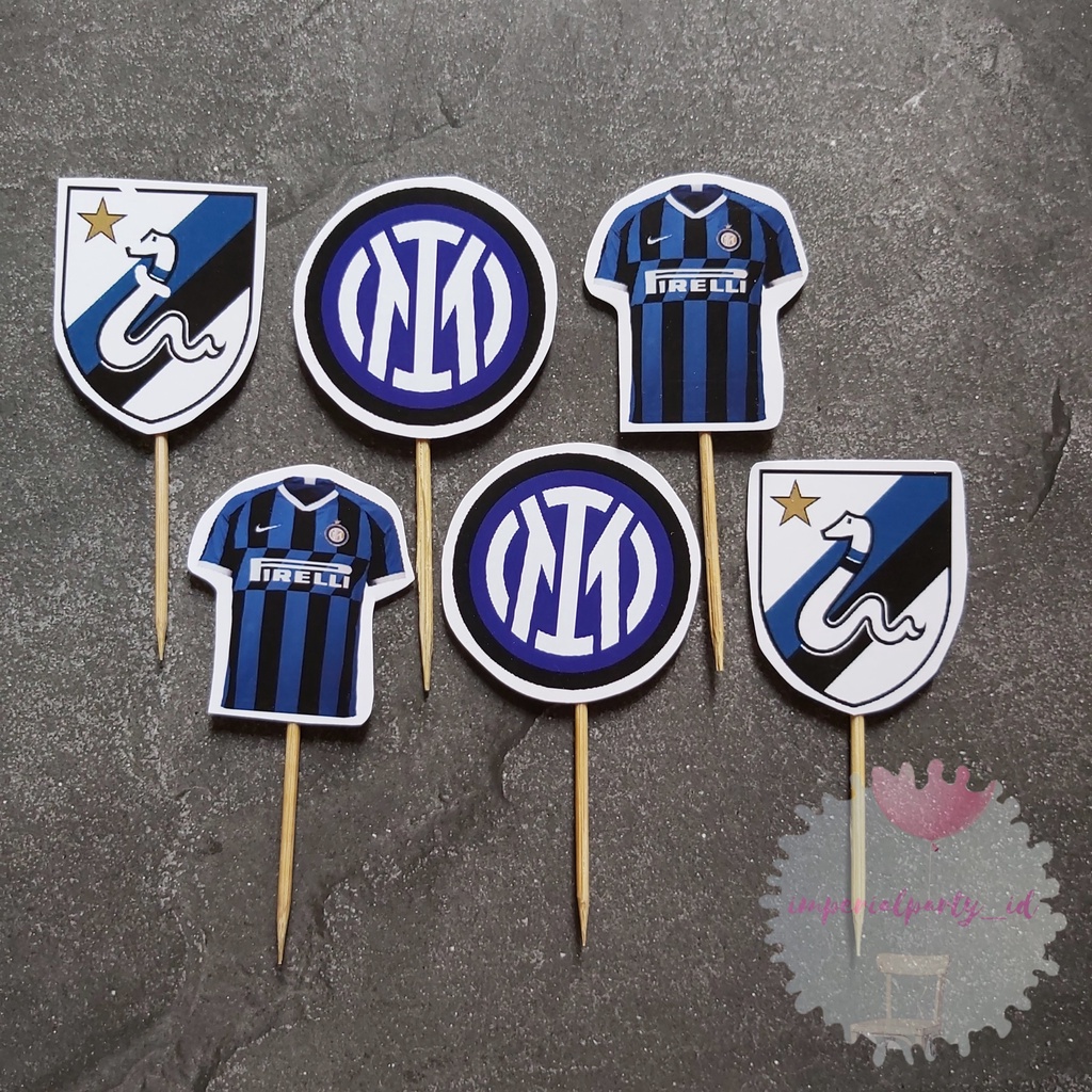 Jual Cake Cupcake Topper Kue Happy Birthday Inter Milan Sepakbola ...