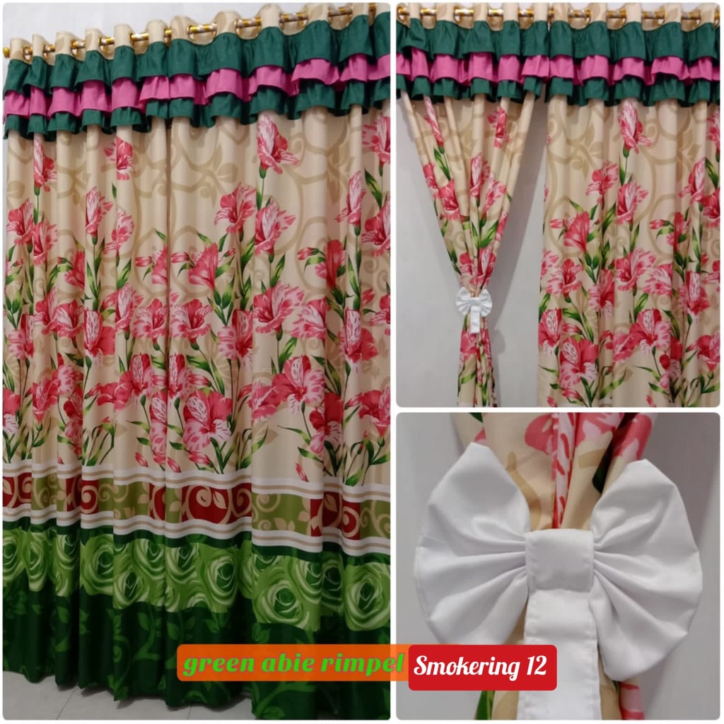 Jual tirai homemade RIMPEL GREEN ABIE smokering 12 gorden jendela ...