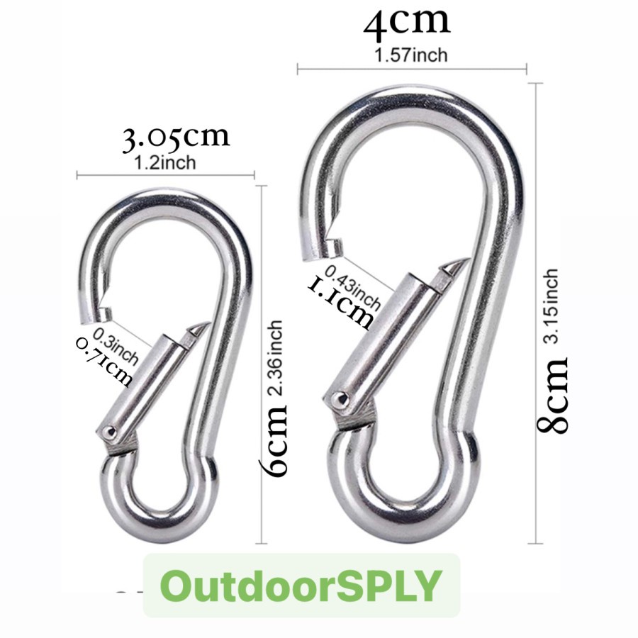 Jual Karabiner Snap Hook 6cm Premium 304 Stainless Steel carabiner ...